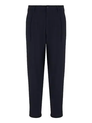 Giorgio Armani Single-pleat Virgin Wool Trousers - Navy
