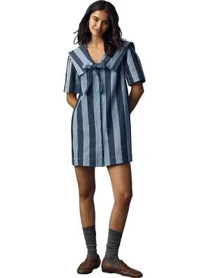 DAMSON MADDER Goldie Mini Dress - Blue Stripe