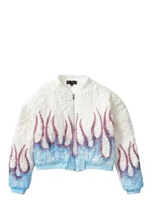 WHO DECIDES WAR BY EV BRAVADO Husk Flame Bomber Jacket - White