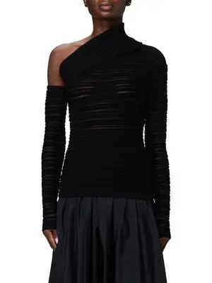 Federica Tosi Ribbed Knit One-shoulder Top - Black