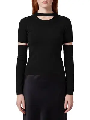 Federica Tosi Ribbed Knit One-Shoulder Top Black