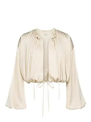 House Of Cb Satin Tie-neck Blouse - Ecru
