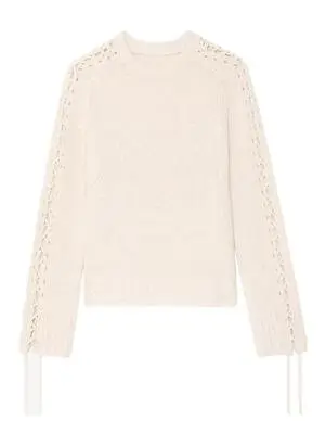Zadig&Voltaire Wool And Cashmere-blend Jumper With Lace Sleeves - Ecru