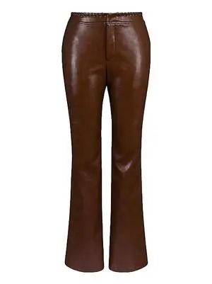 House Of Cb Adara Flared-leg Faux-leather Trousers - Chocolate