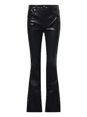 Rag & Bone Dahlia Flexi Flared Coated-denim Trousers - Blkcoated