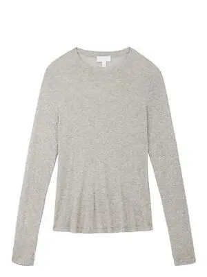 THE WHITE COMPANY Ribbed Long-sleeve Jersey Top - Nutmegmarl