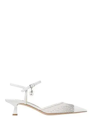 JIMMY CHOO Aren Sb 45 Mesh Heels - White/crystal