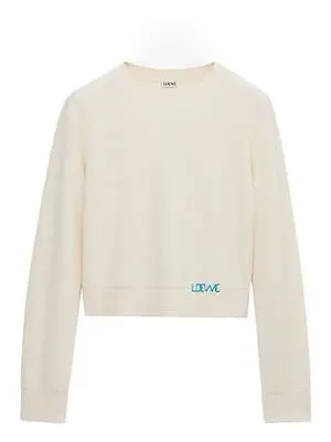 Loewe Logo-embroidered Wool Knitted Jumper - Ecru