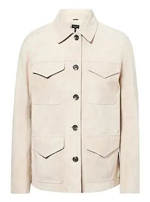 Rag & Bone Kara Flap-pocket Suede Jacket - Stone