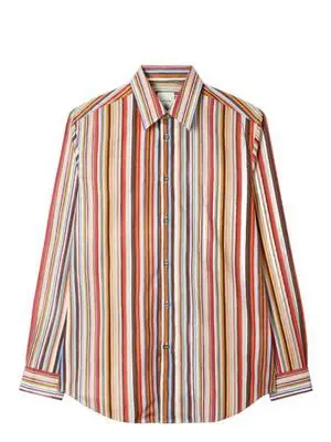 Paul Smith Painted Signature Stripe' Print Cotton Shirt - Multicolour