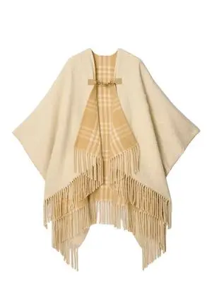 Burberry Equestrian Knight Design Wool Cape - Tundra Beige