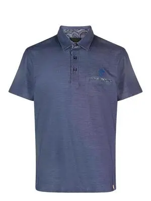BILLIONAIRE Paisley Pocket Polo Shirt - Blue