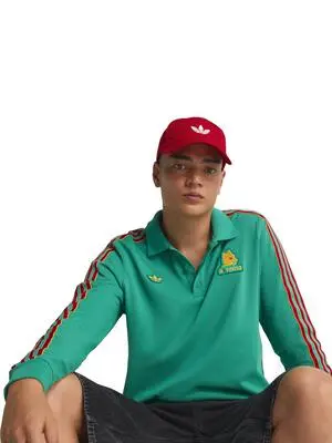 Adidas As Roma Terrace Icons Long Sleeve Polo Shirt - Semi Court Green / Crew Yellow