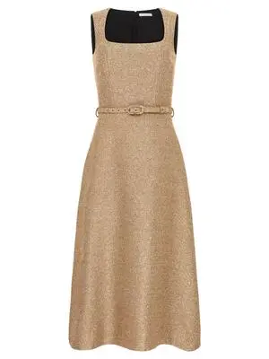 EMILIA WICKSTEAD Sequined Tweed Midi Dress - Gold