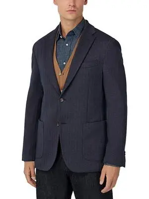 Boggi Milano Herringbone Blazer - Navy Blue