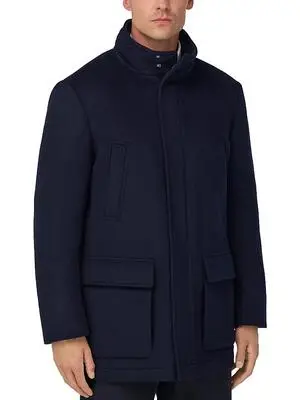 Boggi Milano Wool And Cashmere Padded Car Coat - Navy Blue