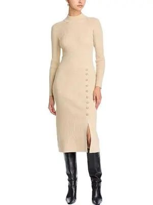 Elie Tahari The Chaya Sweater Dress - Gold With Gold Lurex