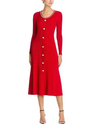 Elie Tahari The Emmie Knit Dress - Berry Red