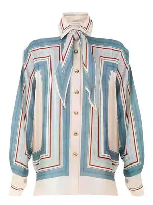 Zimmermann Relaxed Scarf Shirt - Neutrals