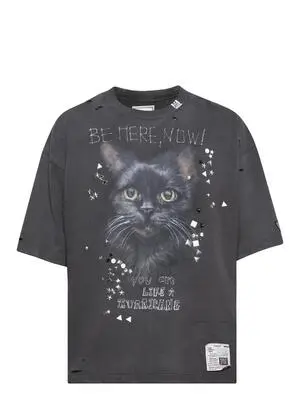 Mihara Yasuhiro Embellished Distressed Tee Grey Black