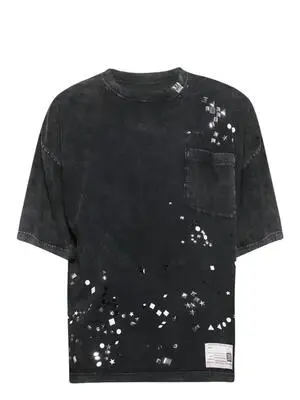 Mihara Yasuhiro Embellished Bleached Tee - Black
