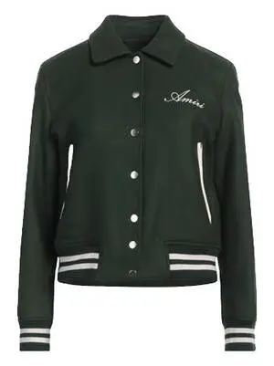 Amiri Varsity Jacket In Wool And Leather - Green