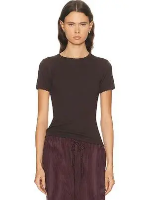 LESET Pointelle Slim Fit Tee - Choco