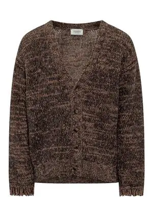 LANEUS Melange Knitted Cardigan - Brown