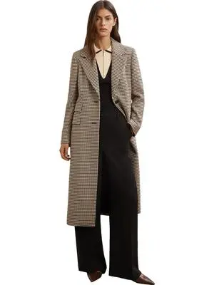 REISS Karina Petite Wool-blend Check Coat - Neutral Check