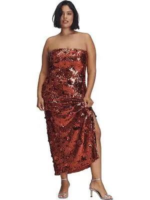 Endless Rose Strapless Sequin Midi Dress - Red