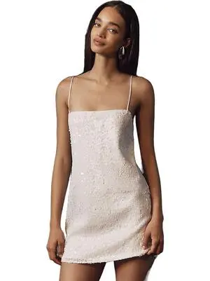 Shona Joy Weddings X Illusion Sequin Mini Dress - Ivory