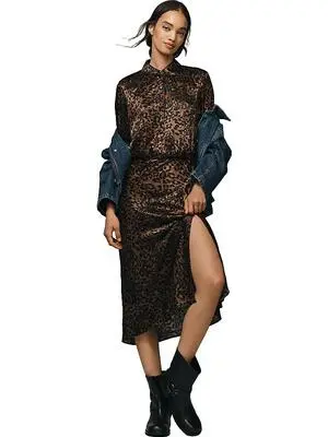 Rails Jazlyn Long-sleeve Midi Shirt Dress - Leopard