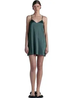 ALAS Patricia Silk Slip Mini Dress - Rich Green