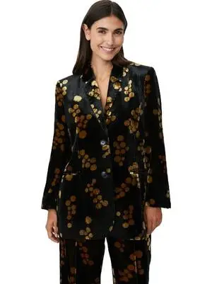 MASAI COPENHAGEN Majaxi Velour Floral Print Blazer - Rubber