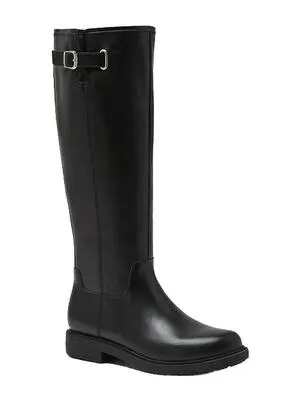 LANDS' END Leather Knee High Riding Boots - Black Leather