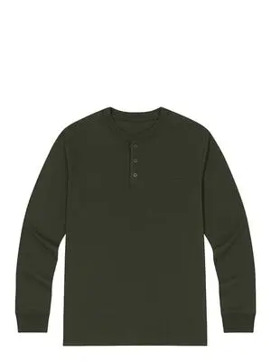 BENBEN Long Sleeve Henley Shirt - Green