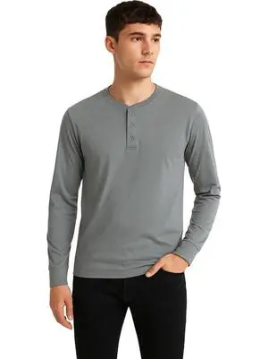 BENBEN Long Sleeve Henley Shirt - Grey
