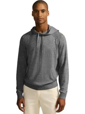 LANDS' END Long Sleeve Washable Merino Pullover Hoodie - Pewter Heather