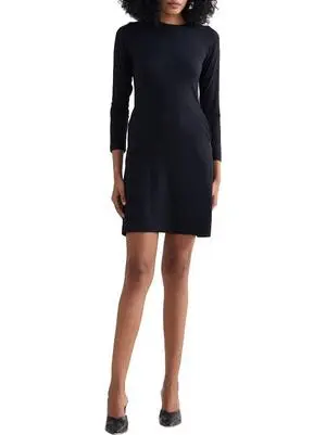 REISTOR Long Sleeve Fitted Short Dress - Solid Black