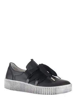 Gabor Leather Platform Sneakers Smokey Black