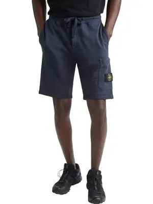 Stone Island Cotton Fleece Cargo Bermuda Shorts - V0020 Navy Blue