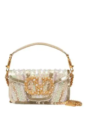Valentino Garavani Locò Jewel Vlogo Embellished Shoulder Bag - Multicolor/burro/cream