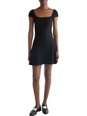 Givenchy Cap Sleeve Knit Fit & Flare Dress - Black