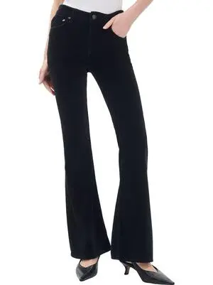Rag & Bone Flexi Velvet Dahlia Mid Rise Flare Jeans - Black Velvet
