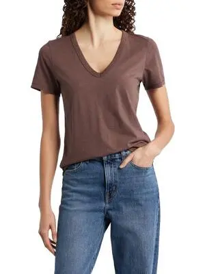 Rag & Bone Slub V-neck T-shirt - Coffee