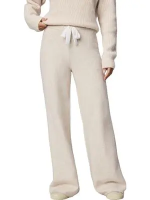 Splendid Ribbed Side Sweater Pants - Pale Oak Heather White