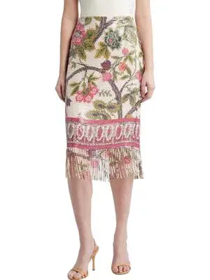 Kobi Halperin Vivienne Floral Sequin Skirt - Ivory Multi