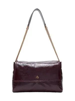 Rag & Bone Large Chelsea Flap Leather Convertible Shoulder Bag - Blackberry