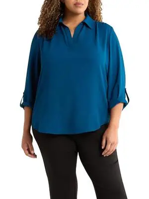 Anne Klein Roll-tab Shirt - Baltic Teal