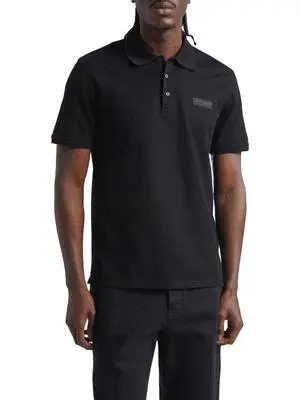 Givenchy Regular Fit Logo Patch Cotton Piqué Polo - Black